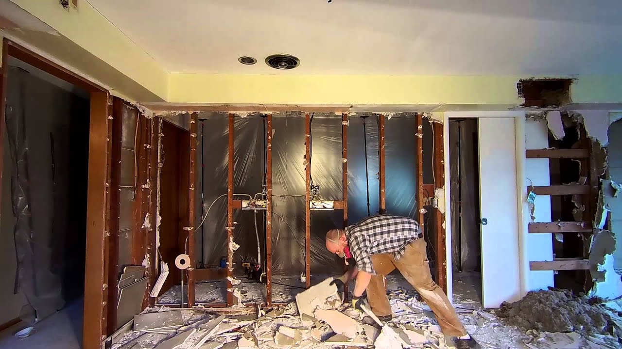 Kitchen Demolition - Day 2 - Drywall Part 2 - YouTube