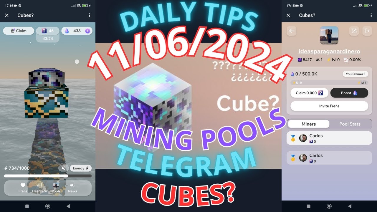 11/06/2024 CUBES? MINING POOLS DAILY TIPS TAPGAME TONCOIN TELEGRAM - YouTube
