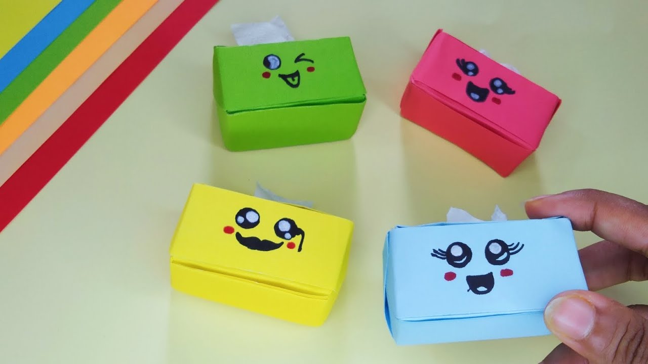 How to make easy paper tissue box/Paper tissue box making/Tissue box ...