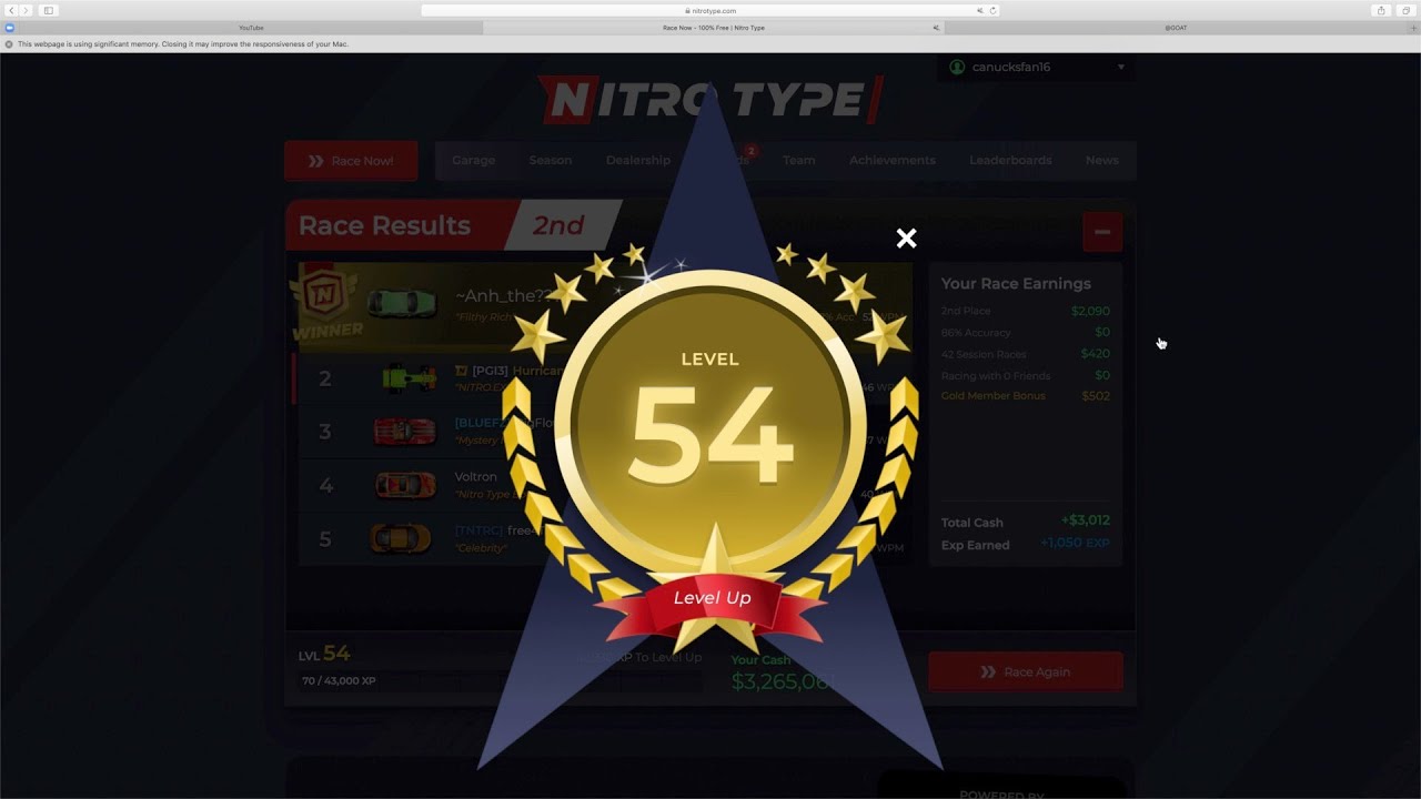 Nitro type gameplay #12 - YouTube