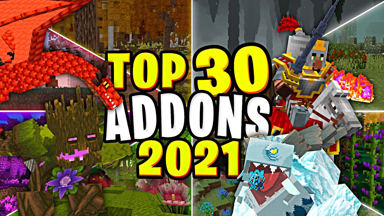 TOP 30 ADDONS 2021 PARA MINECRAFT BEDROCK (MCPE - MINECRAFT PE) - YouTube