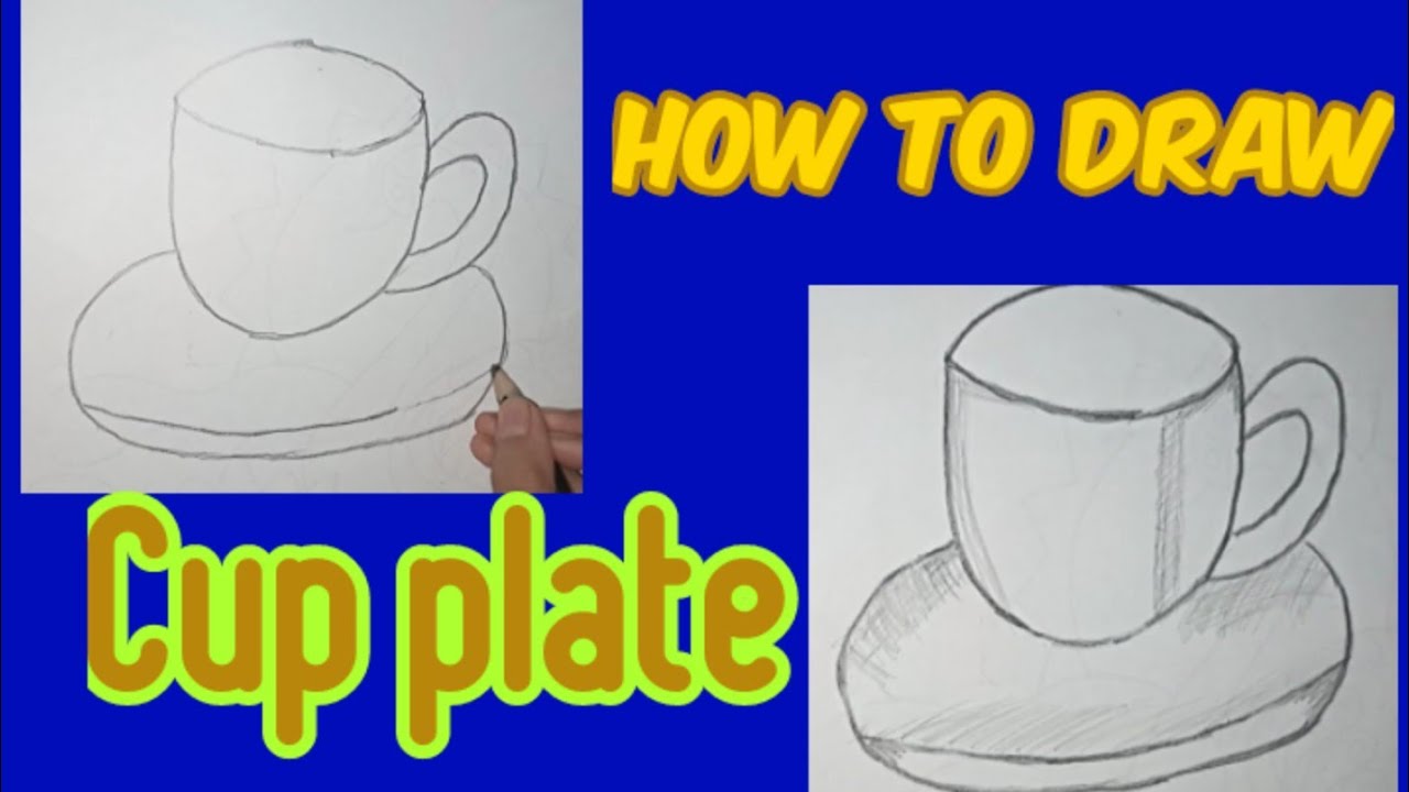 How to draw shaded Cup plate || #shade #cup #plate - YouTube