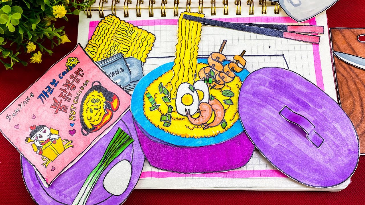 [💸paperdiy💸] 🍜 Making yummy Noodles 🍜 | Satisfying DIY Paper | ASMR DIY ...