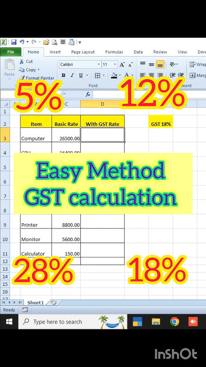 GST calculation of Excel Tricks and Tips #excel #exceltutorial #exceltips #ppt - YouTube