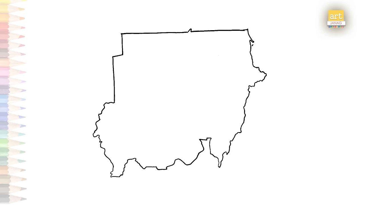 Sudan Map drawing | Easy drawing tutorials | How to draw Sudan Map step ...