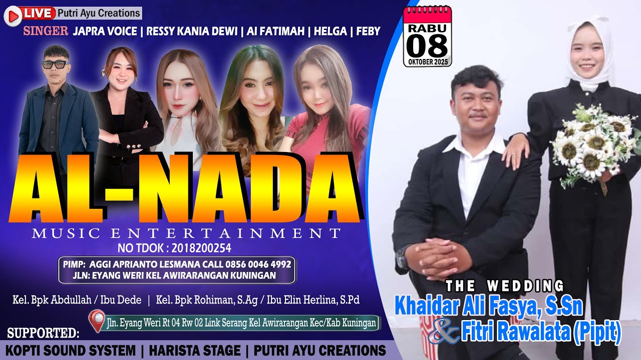🔴Live Pernikahan Haidar Ali Fasya & Fitri Rawalata // Al-Nada Music ...