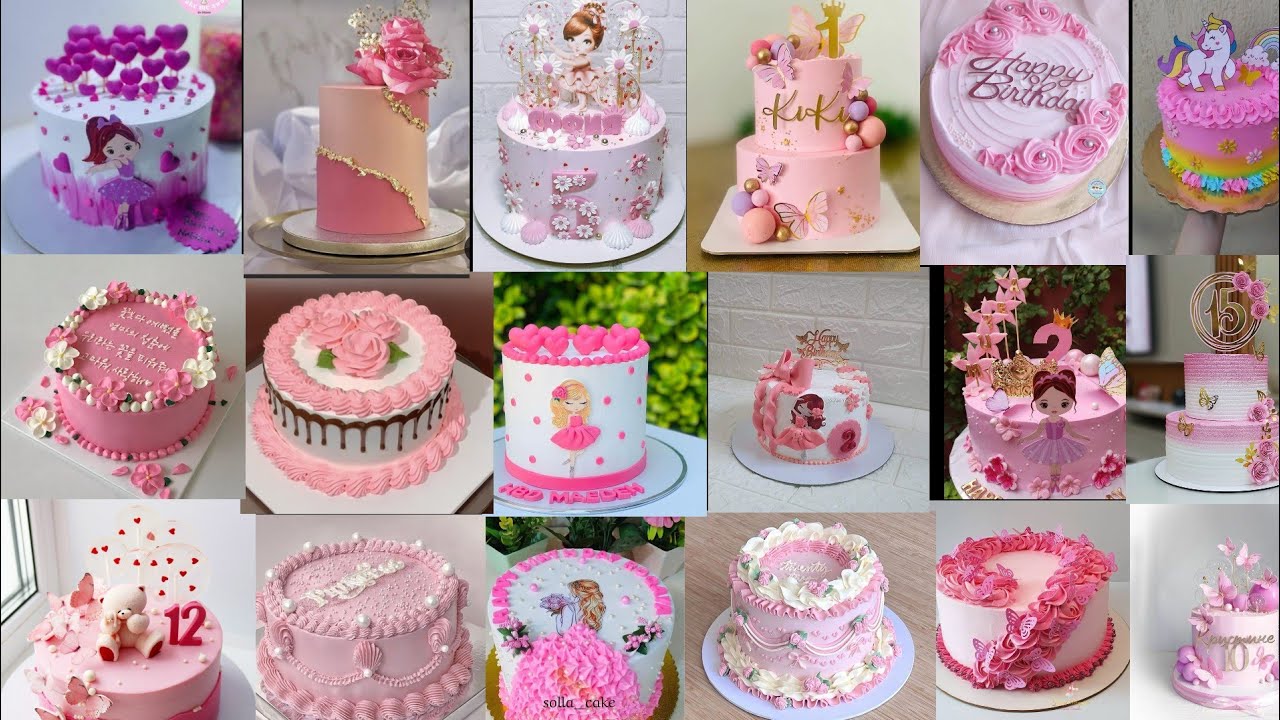 Simple Pink Cake Designs/ Preety Pink Colour Cake Designs/Birthday Cake ...