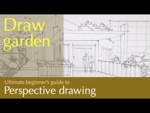 Perspective Drawing : Draw A garden 20: Pathway and steps in one point ...