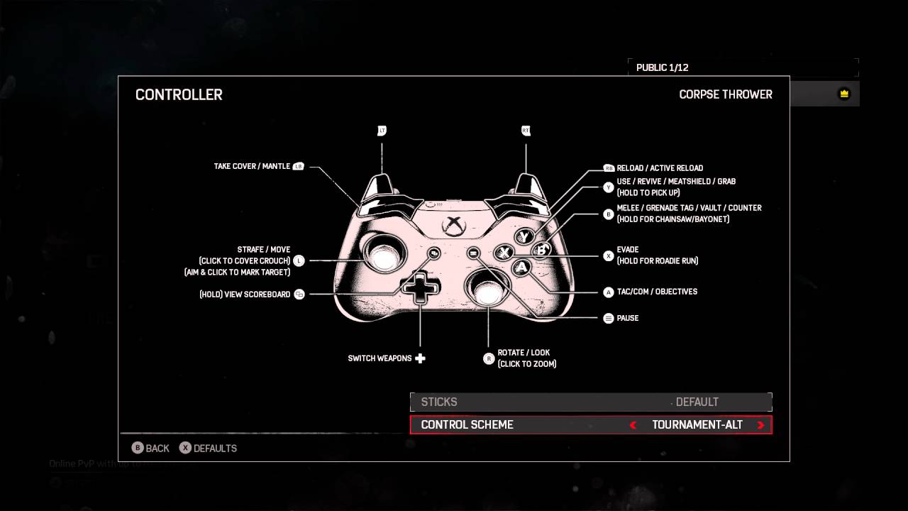 Gears of War 4 - Xbox One Controller Button & Stick Schemes (Default ...