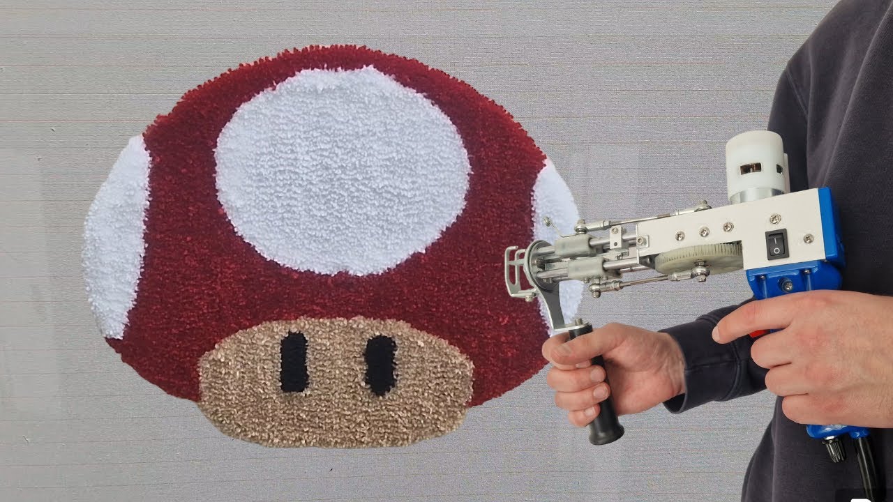 ASMR Rug Tufting / Super Mario Mushroom Rug (Start To Finish) / Custom ...