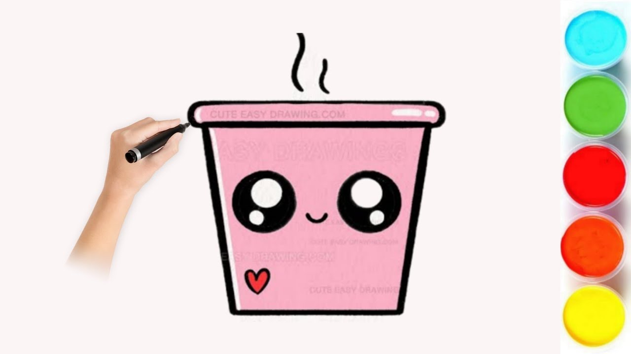 How to Draw a Cute Paper Cup Easy for Kids and Toddlers - YouTube