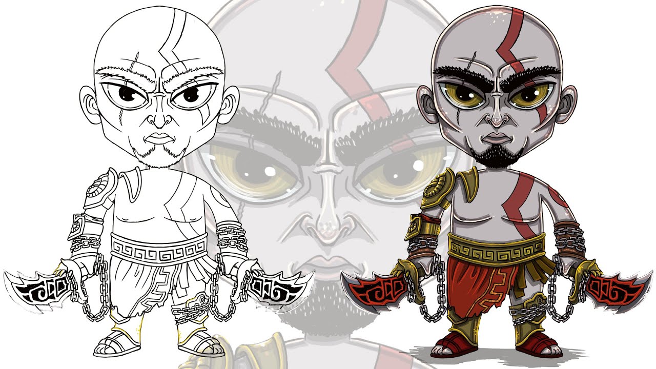 How to Draw a CUTE KRATOS - TIME LAPSE - GOD OF WAR PART 2 - YouTube