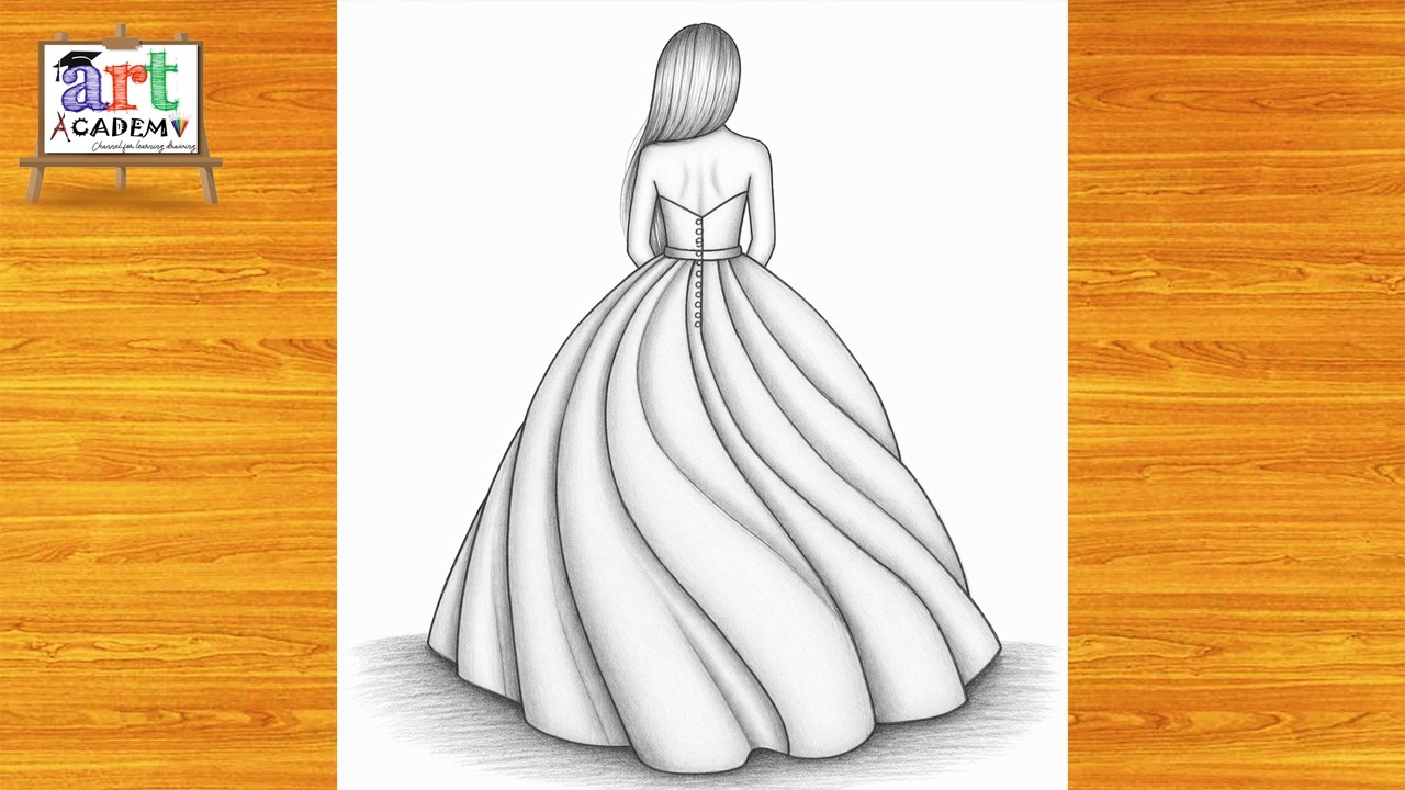 How to draw a Backside Girl Dress -Pencil sketch || Girl drawing for ...