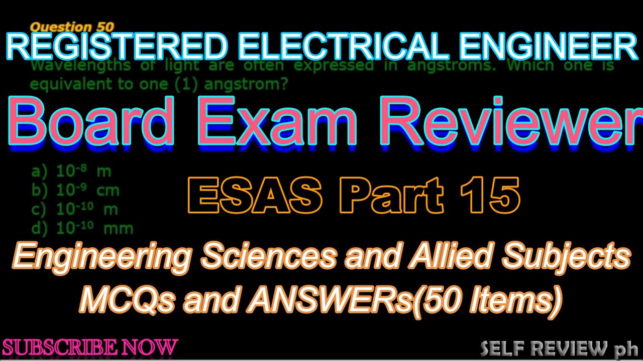 REE Board Exam Reviewer (ESAS Part 15) : 50 - Items || Objective type ...