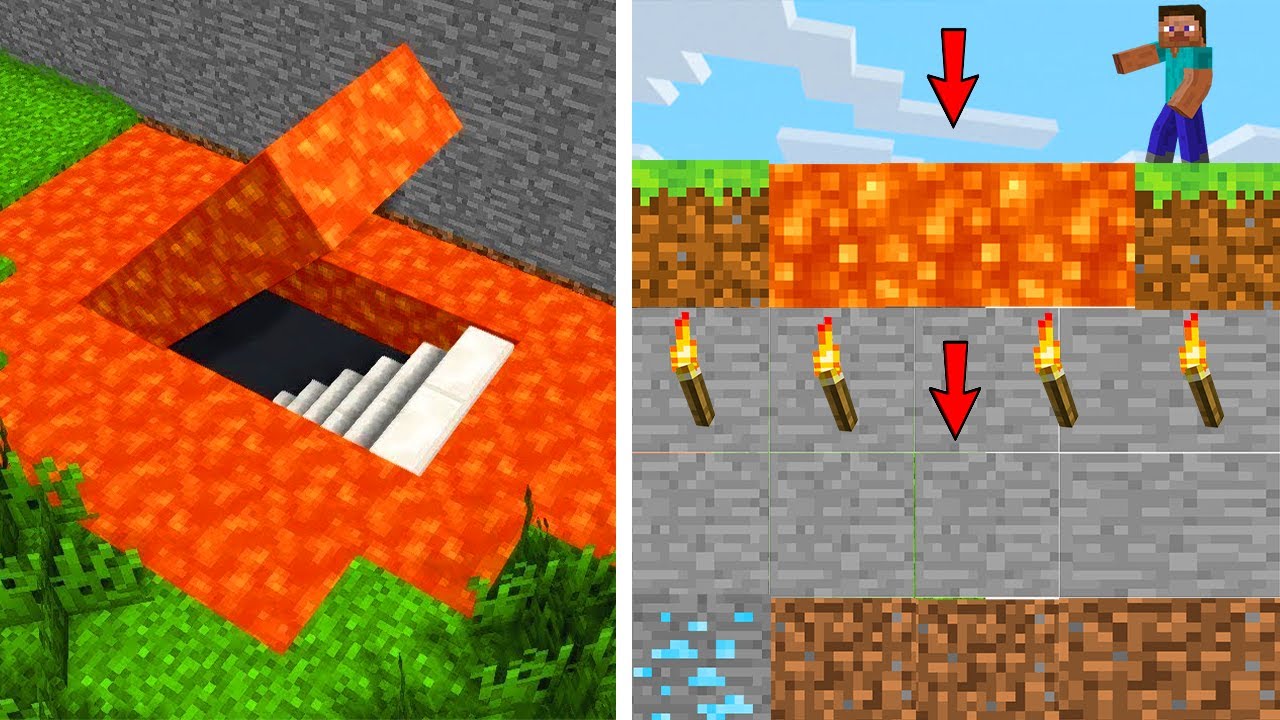 I MADE A SECRET LAVA BASE in MINECRAFT !! - YouTube