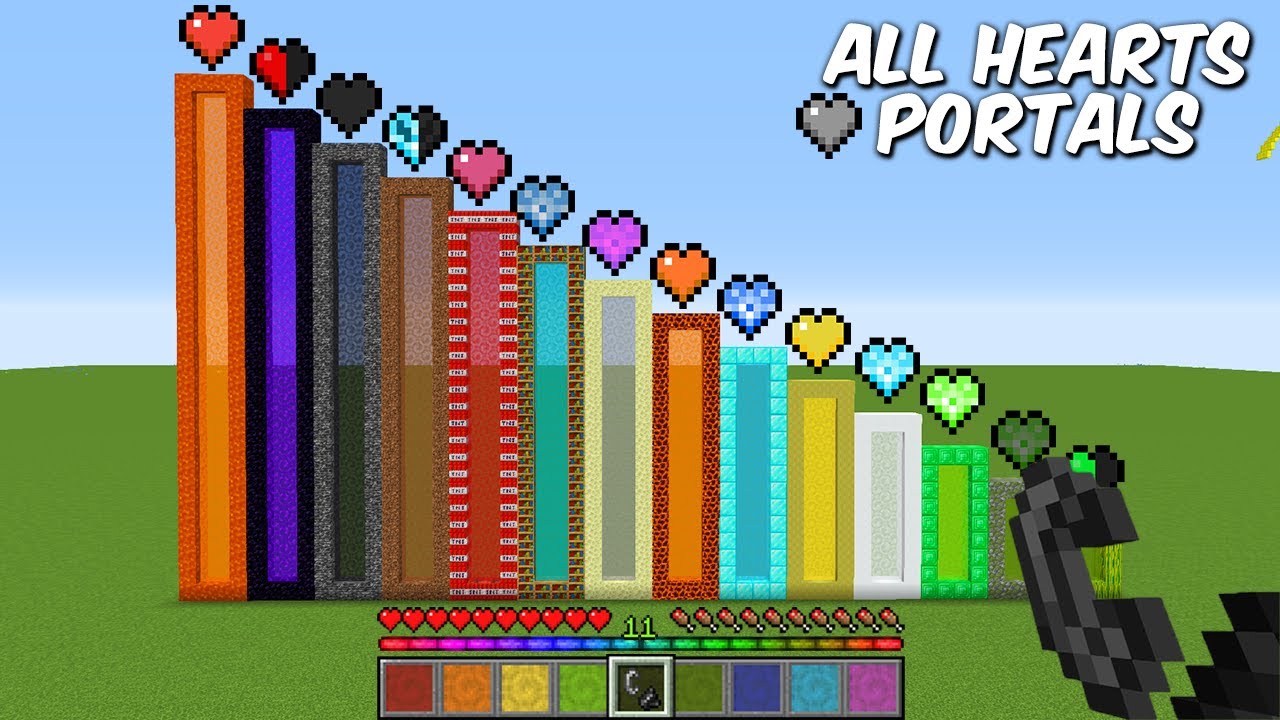 new nether portals with different hearts in Minecraft - YouTube