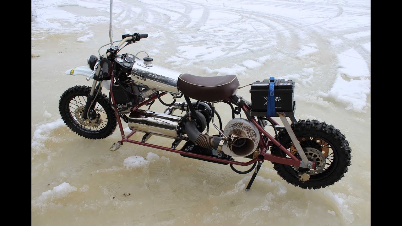 Turboshaft minibike on ice, complete breakdown - YouTube