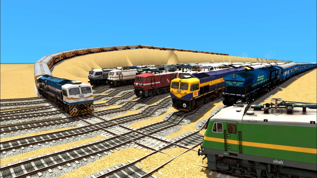 10 trains crossing on railroad tracks| bumpy railroad track - YouTube