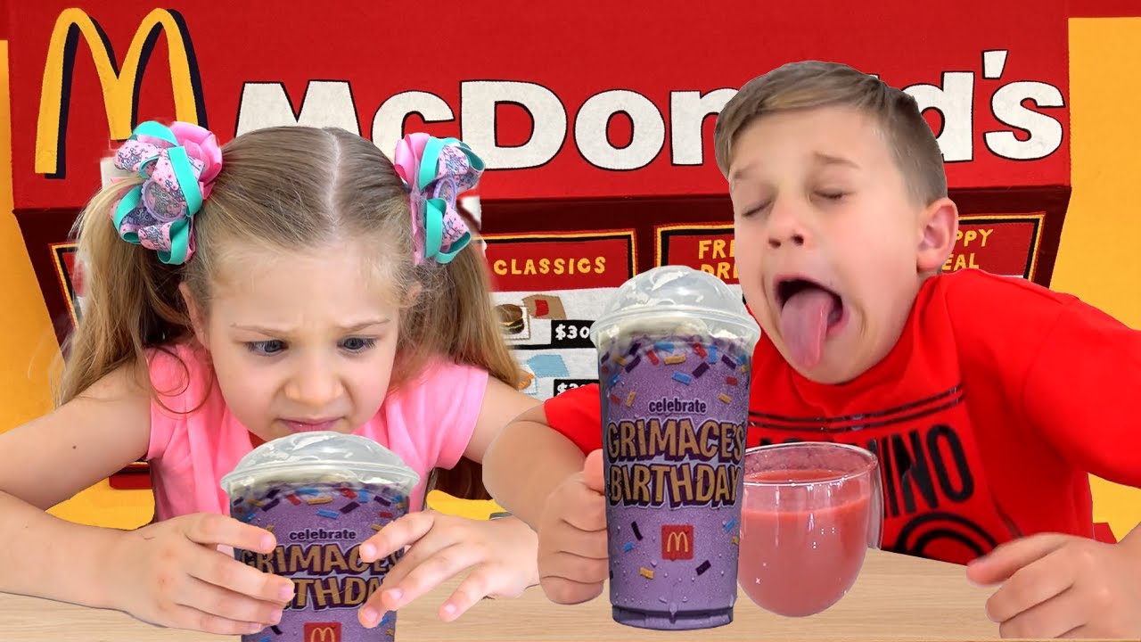 Love Diana and Roma Dash Try the Grimace Shake Challenge in Real Life ...