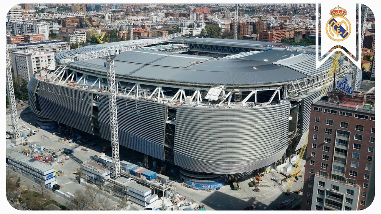OBRAS ESTADIO SANTIAGO BERNABÉU “DRONE” “ALTURAS” HOY - YouTube