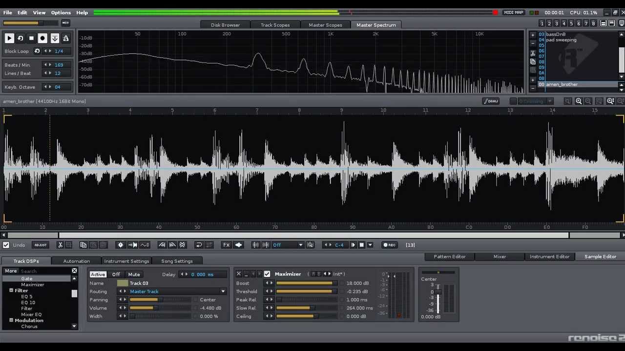 happy breakcore - renoise beatslicing sample view - YouTube