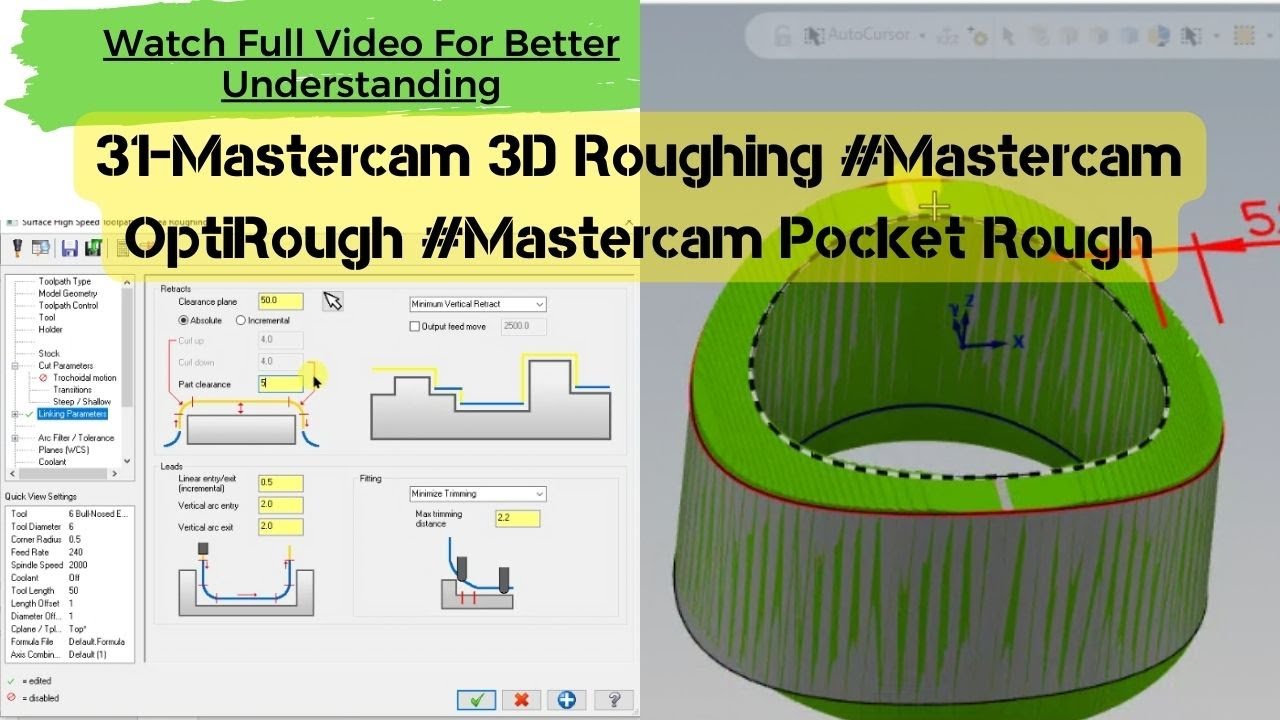31-Mastercam 3D Roughing #Mastercam OptiRough #Mastercam Pocket Rough ...
