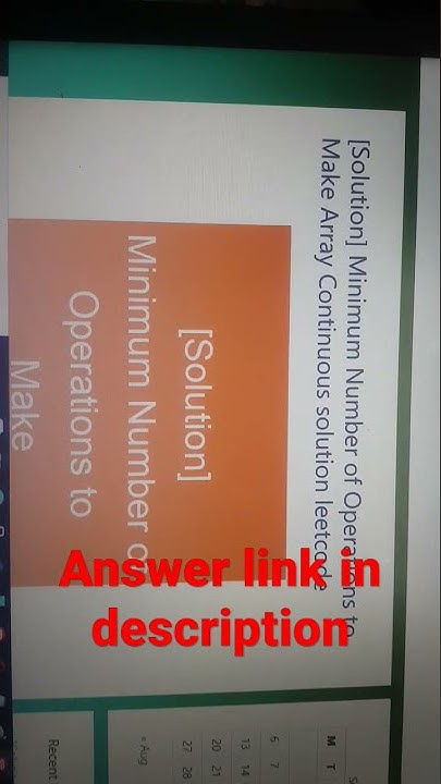[Solution] Minimum Number of Operations to Make Array Continuous solution leetcode - YouTube