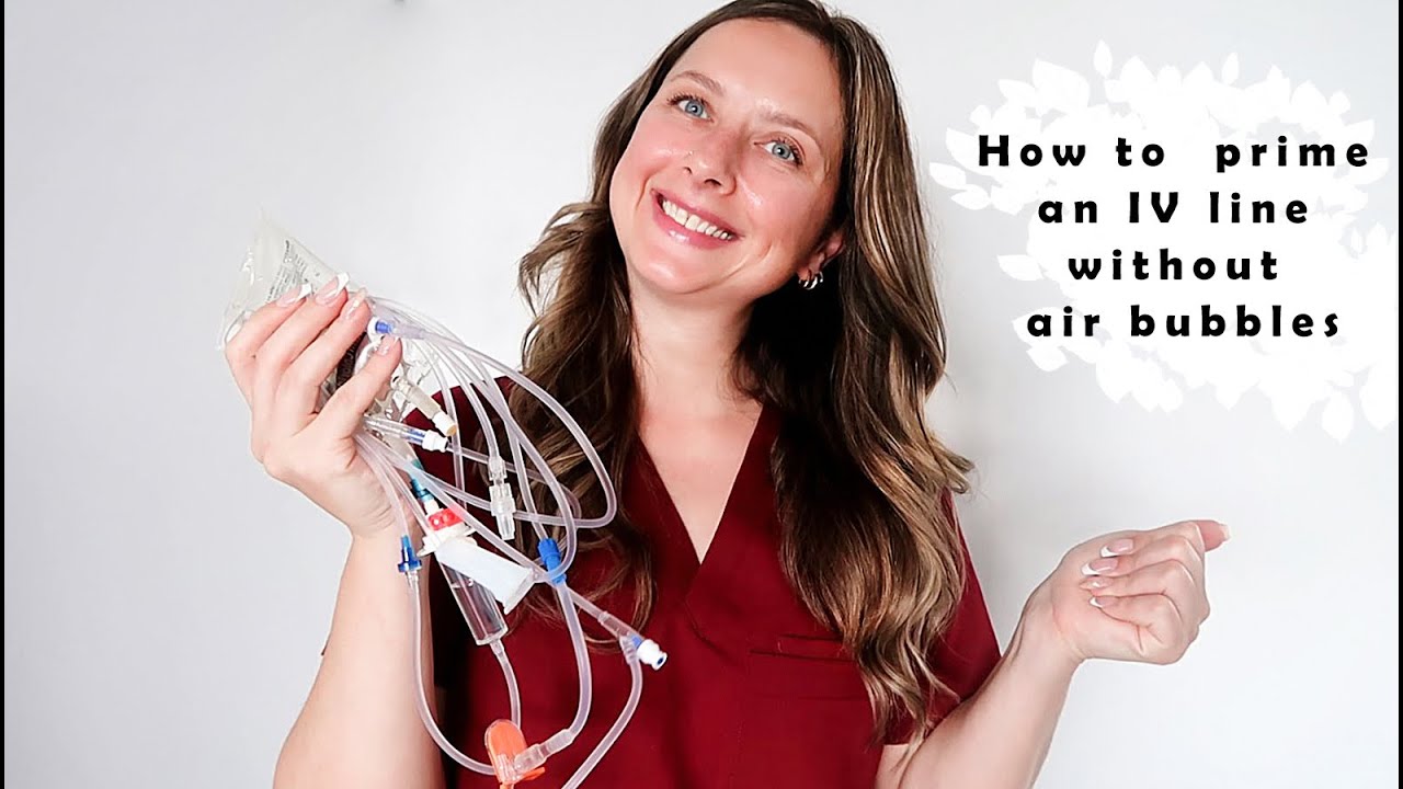 How to spike an IV bag and prime the line with no air bubbles in it ...