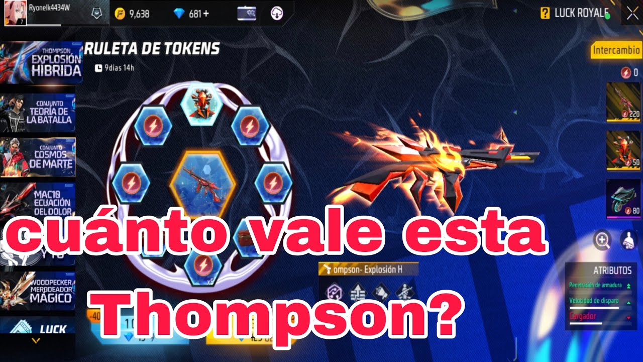 RULETA De tokens Thompson explosión híbrida free fire cuánto vale ...