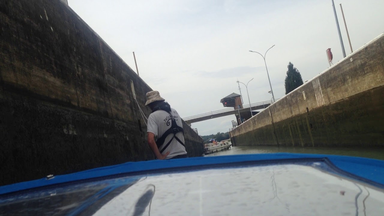Charter boat in lock on French Inland Waterways - YouTube