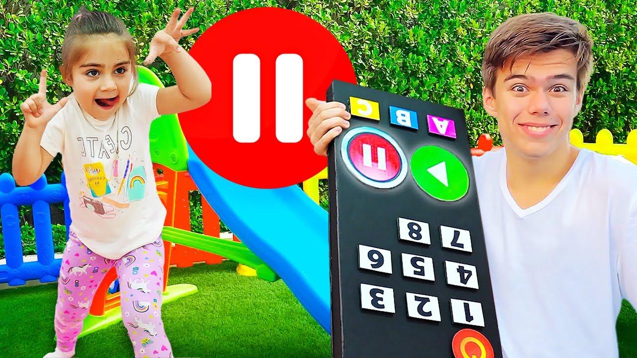 Nastya and Artem play with a magic remote control! 24 hours Pause ...