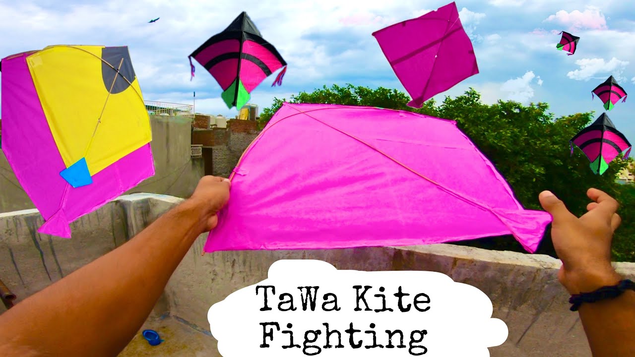 Tawa Kite Fighting In delhi big tawa homemade - YouTube