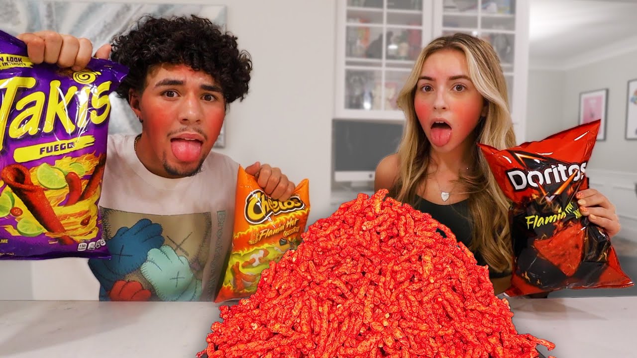 LAST TO STOP EATING SPICY CHIPS WINS!!! - YouTube