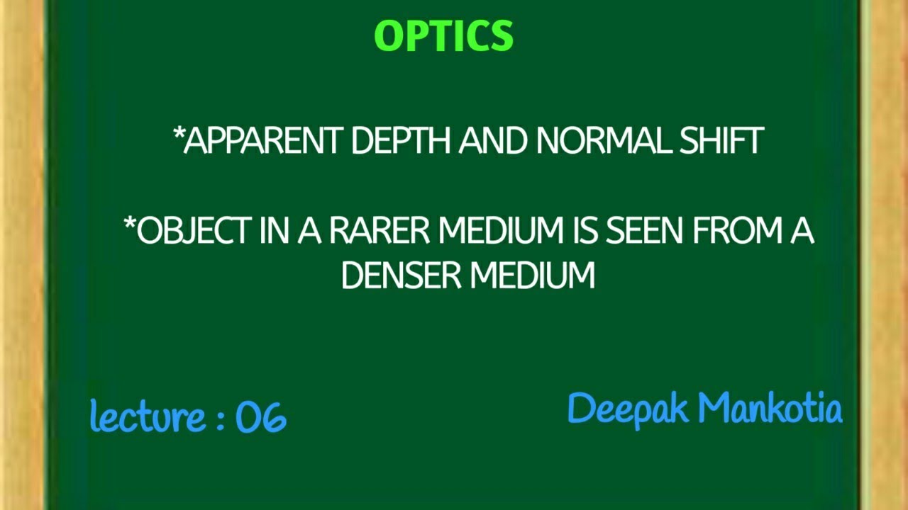 Apparent Depth and normal shift, object in rare medium is seen from a ...