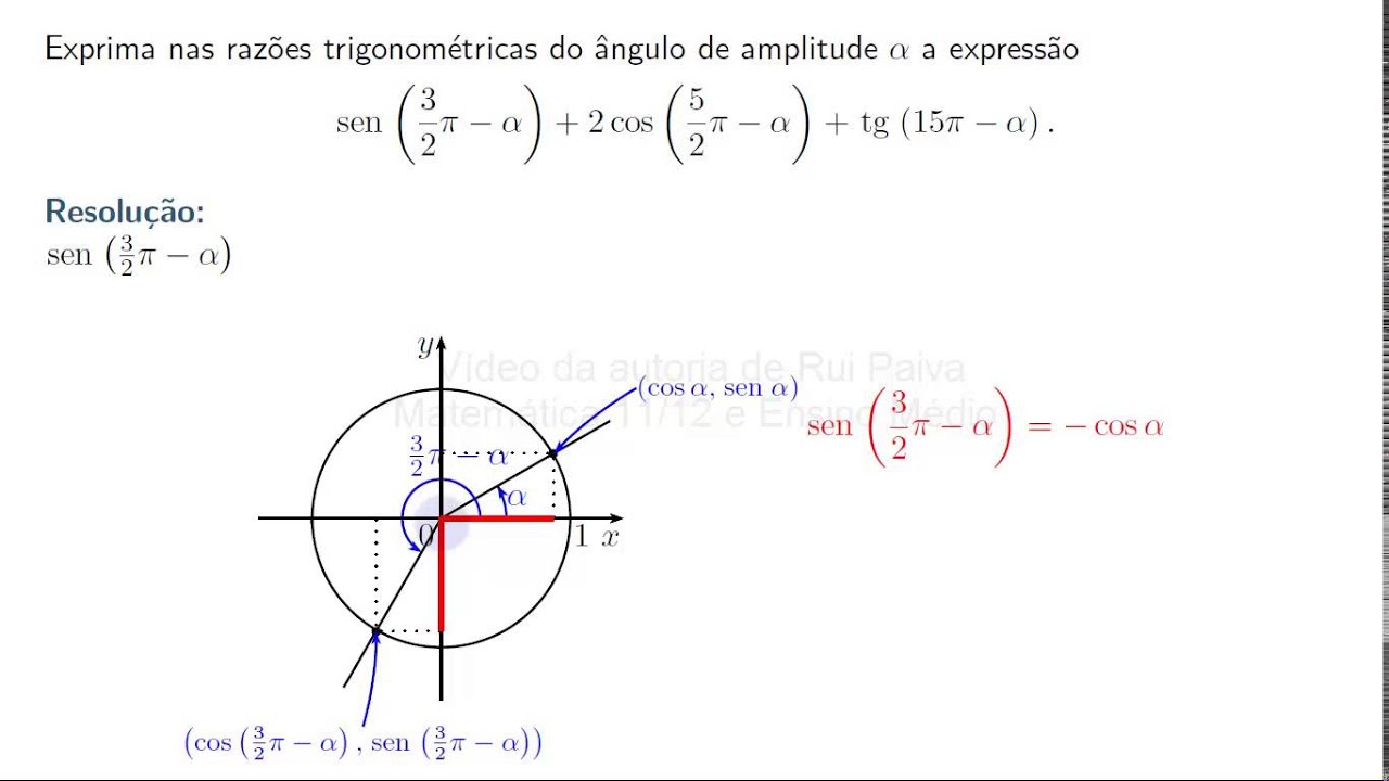 Trigonometria - Exercício 6.1 b) da Aula 6- Redução ao primeiro ...