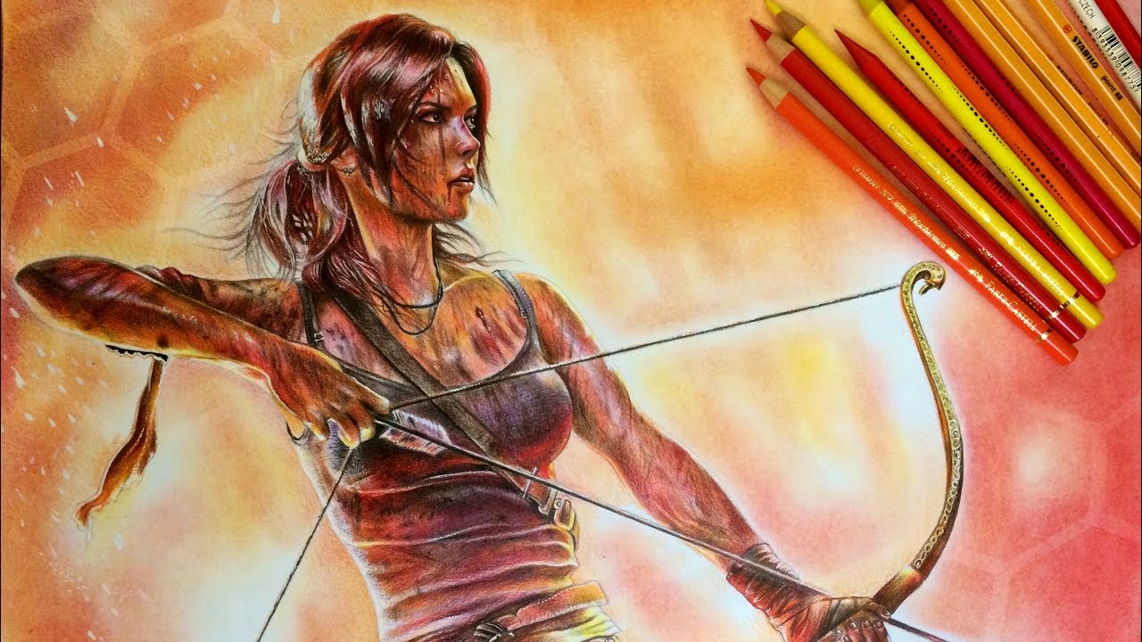 Лара Крофт - цветными карандашами / Tomb raider - colored pencils ...