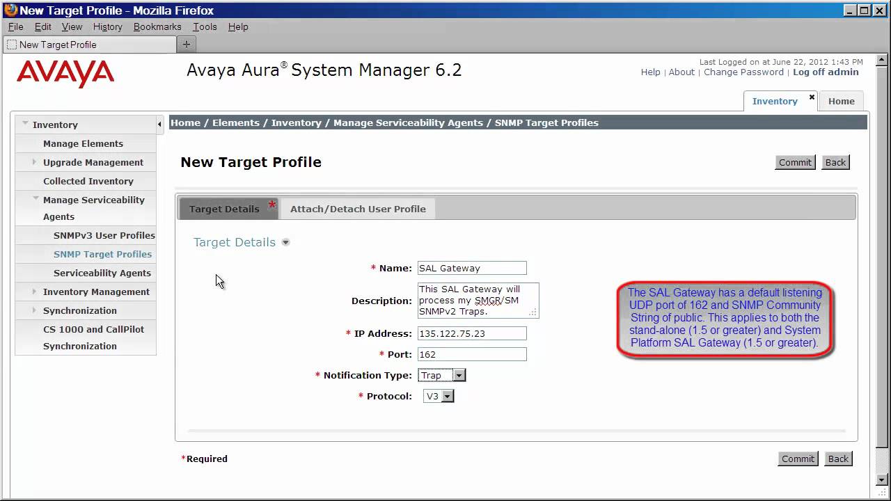 Configuring System Manager and Session Manager 6.2 to Alarm to a SAL ...