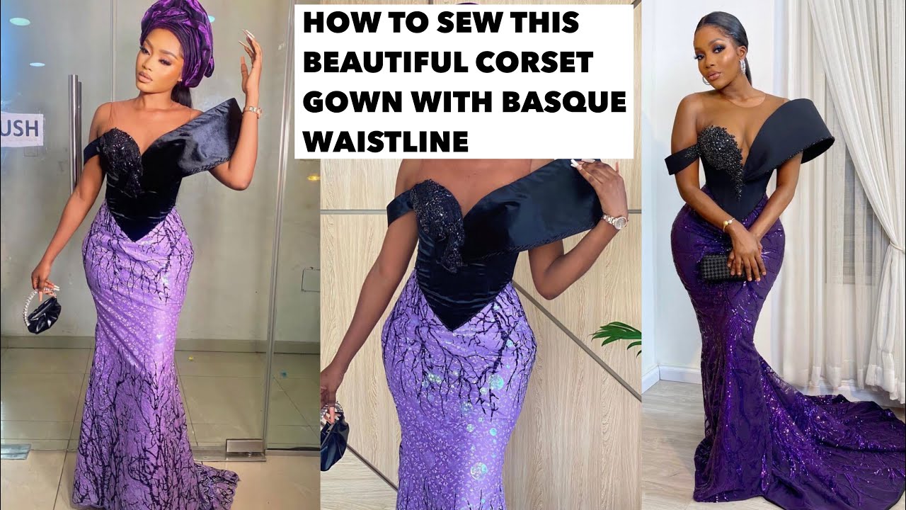 How To Sew a Mermaid Gown with a basque waistline, shoulder cape, and a ...