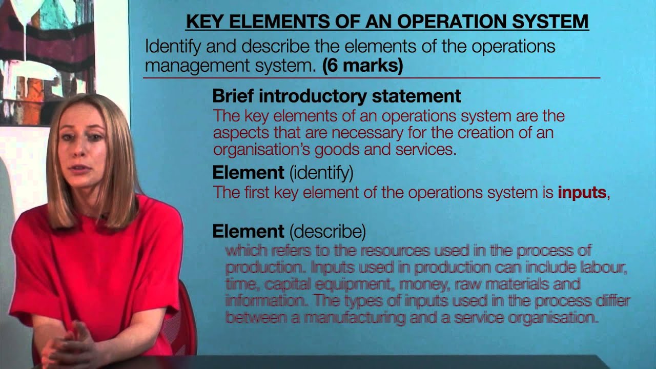 VCE Business Management - Key Elements of an Operation System - YouTube