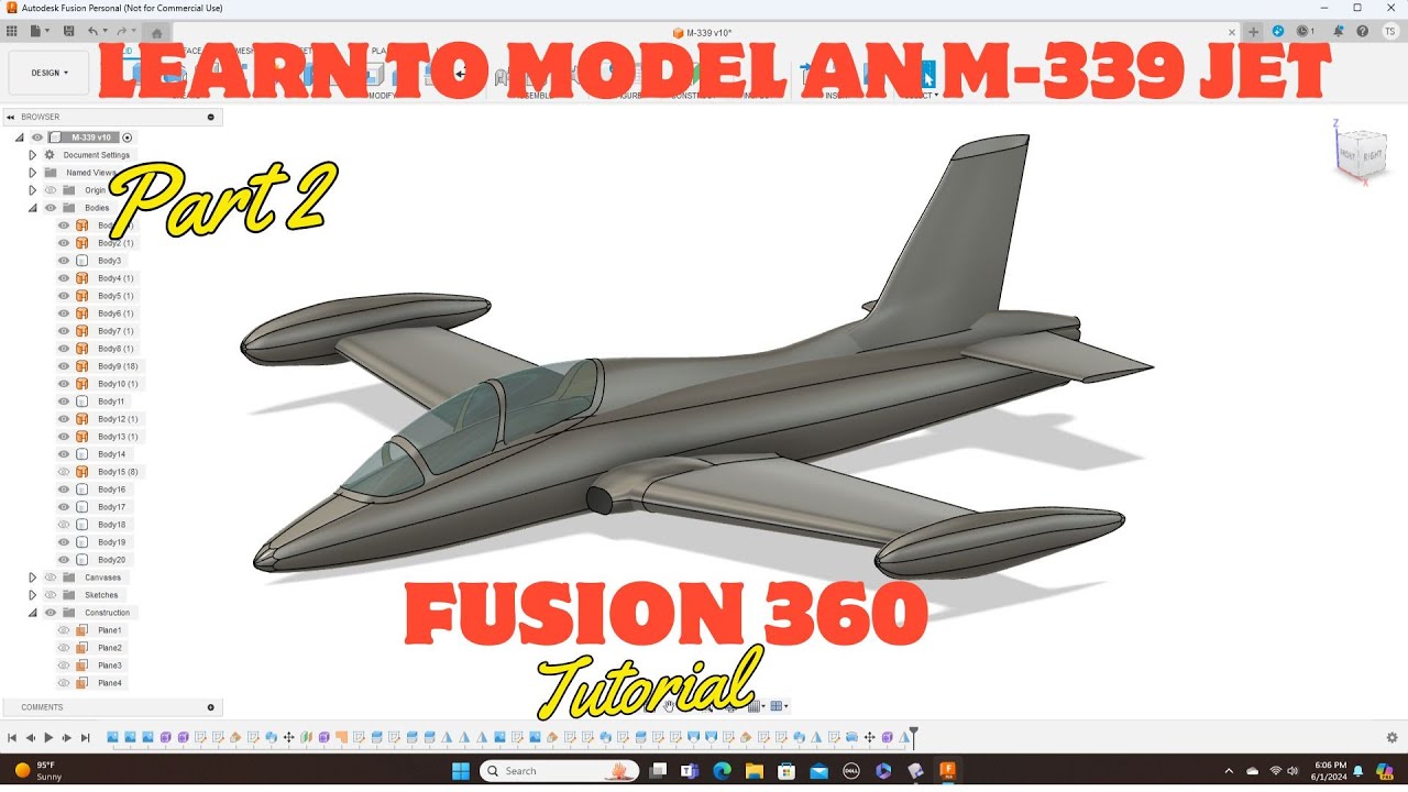 Fusion 360 Modeling an M-339 Jet. Learn how. Part 2 - YouTube