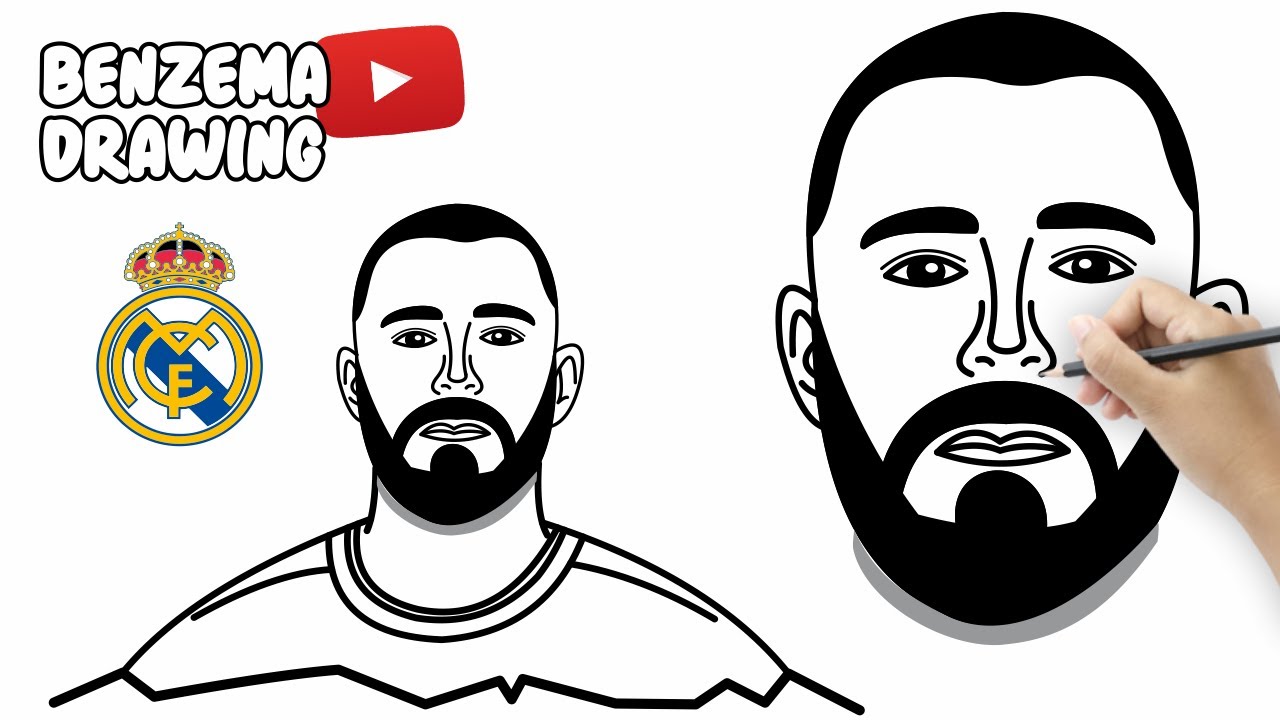 HOW TO DRAW KARIM BENZEMA EASY STEP BY STEP FROM REAL MADRID FC - YouTube