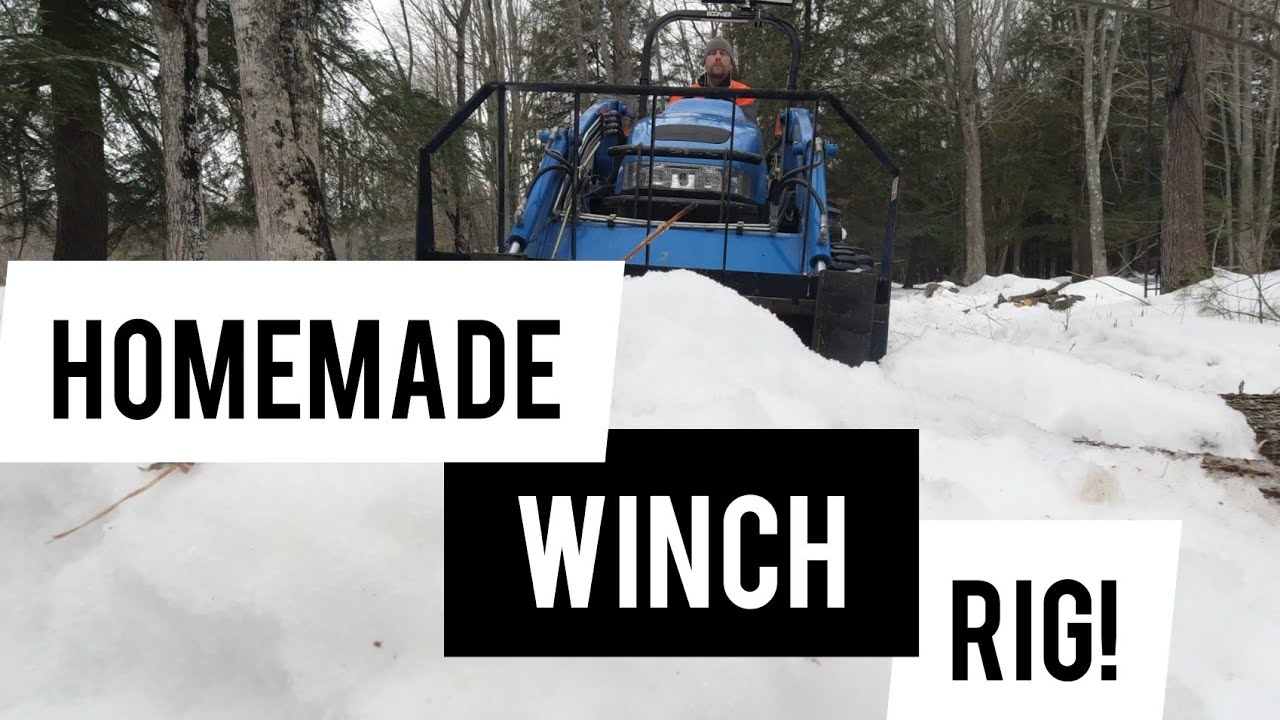 Winching logs with a Homemade Winch Rig - YouTube