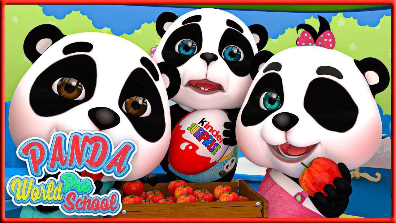 Five Red Apples 🍎🍏 | Nursery Rhymes for Kids and Children | Panda World ...