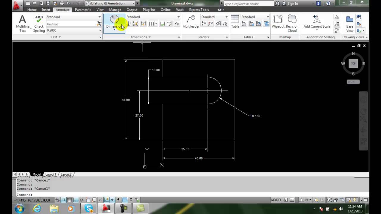 AutoCAD II 20-14 Using the DIMBREAK Command - YouTube