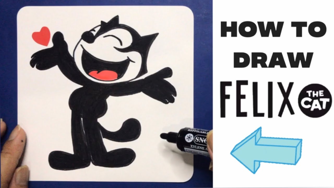 How To Draw Felix The Cat | art for elderly | cartoon classic - YouTube