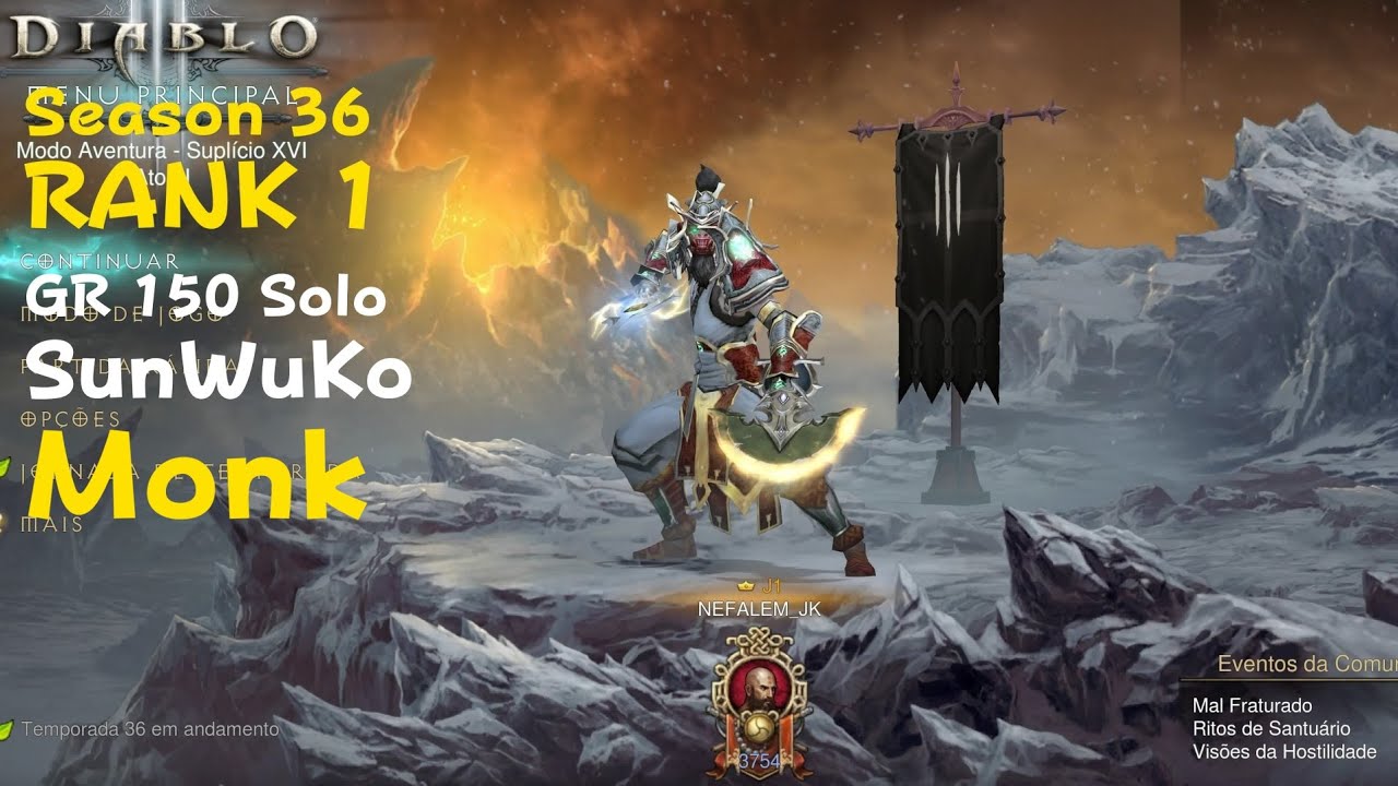 Diablo 3 Season 36 Monk SunWuKo GR 150 ( 25 / 42 set ). - YouTube