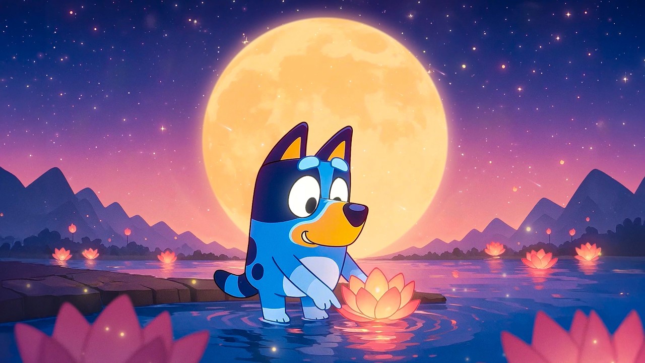 Bluey Lantern Flow 🌙 Relaxing Water Sounds & Sleep Music | Peaceful ...