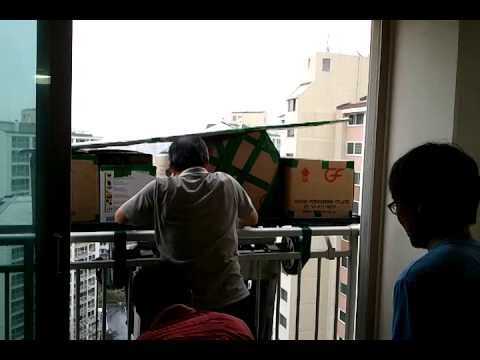 Korean Professional Moving Style 고층빌딩 사다리차 이삿짐 - YouTube