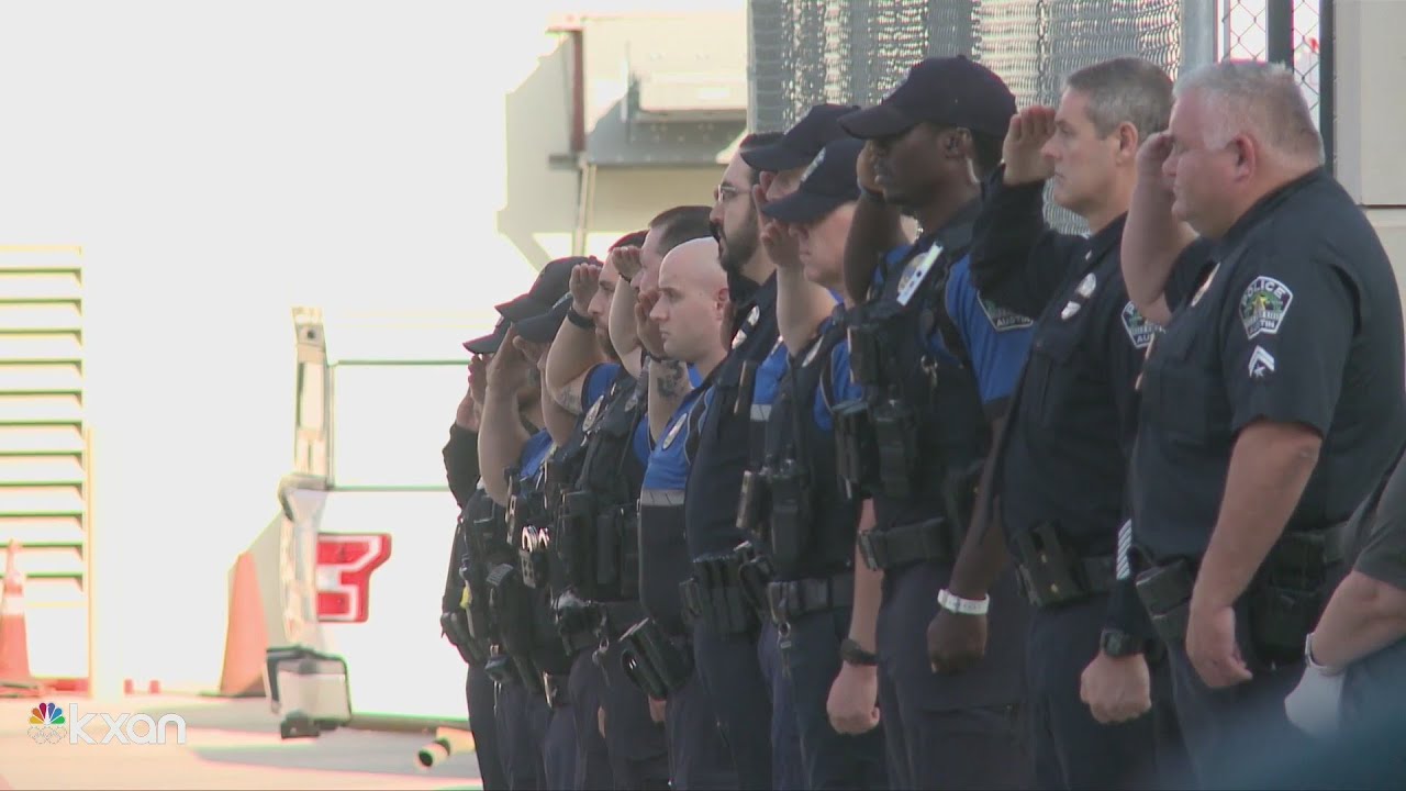 Procession to honor APD officer Lewis Andrew Traylor. - YouTube