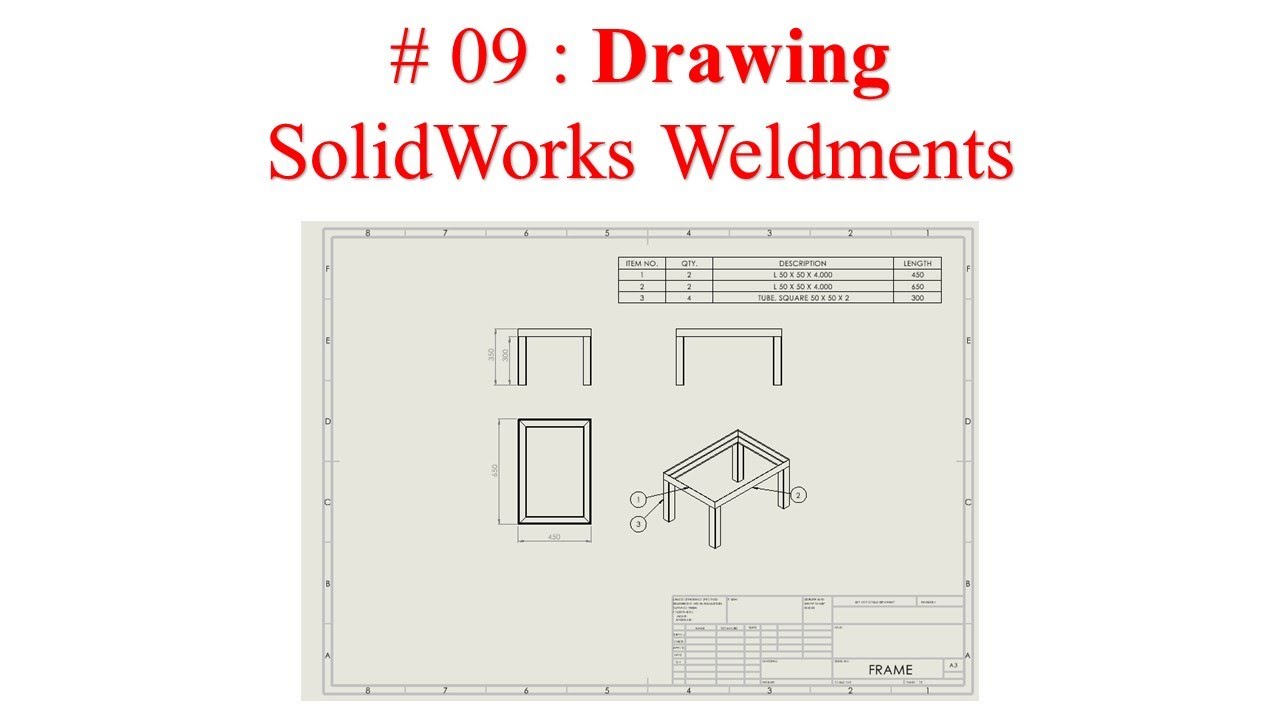 #09. Drawing - Solidworks Weldments - YouTube